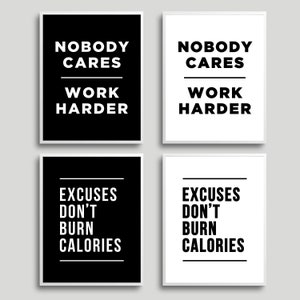 Gym Wall Art Set of 12 Prints Home Gym Wall Decor Gym Motivational ...