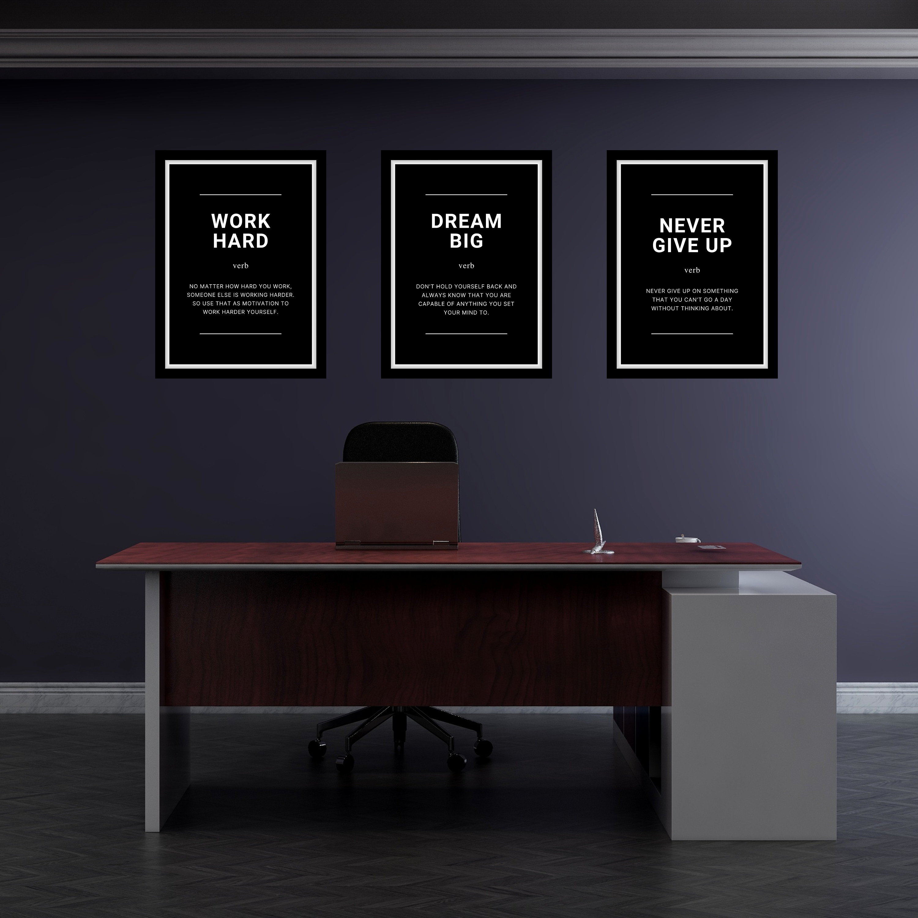 Office Wall Art Set Home Office Wall Decor Motivational Quotes Office ...
