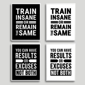 Gym Wall Art Set of 12 Prints Home Gym Wall Decor Gym Motivational ...