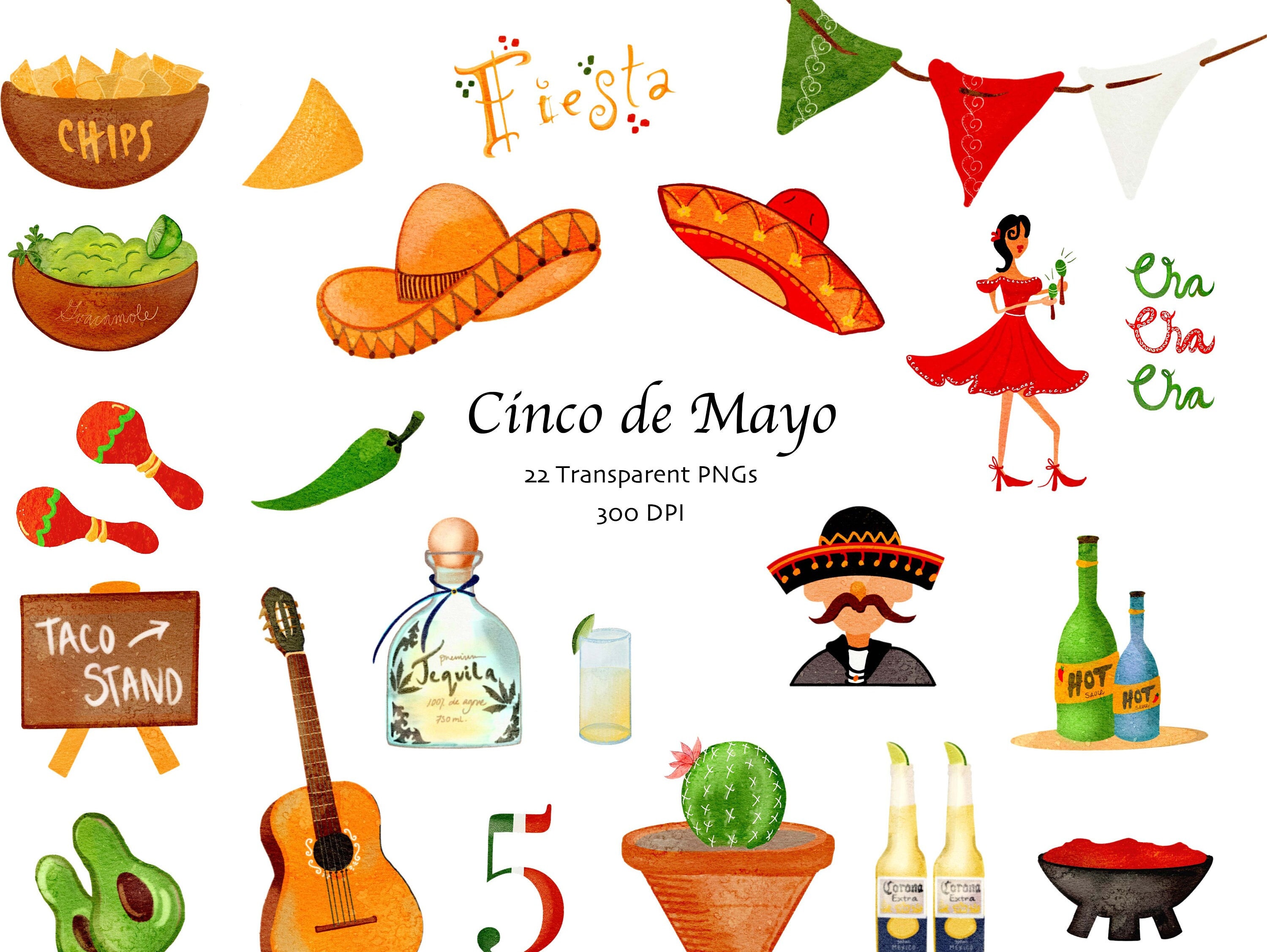 22 Cinco De Mayo Watercolor Clipart Pngs, Cinco De Mayo, Tequila, Shot ...