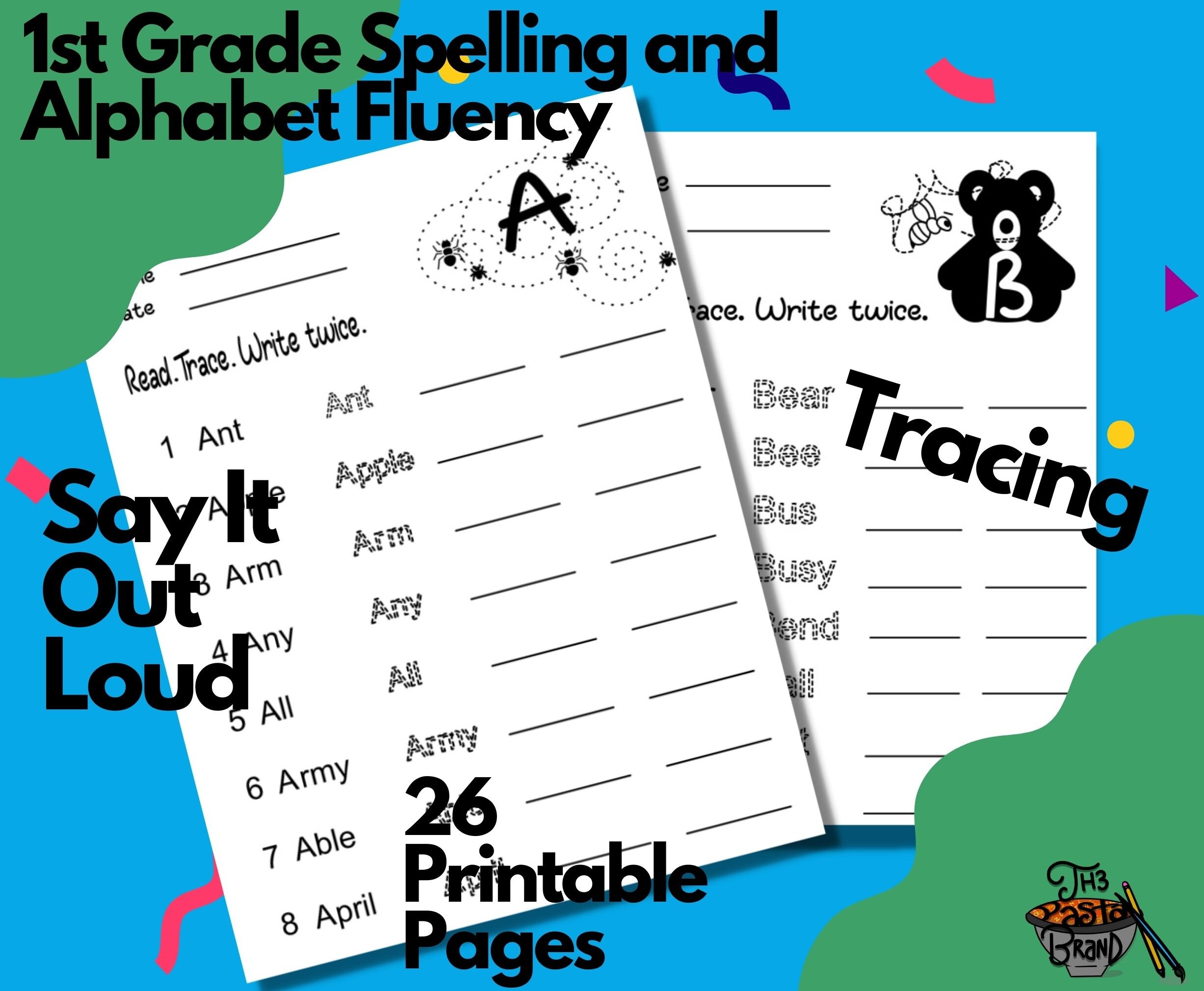 1st Grade Spelling and Alphabe Fluency Worksheets - Etsy