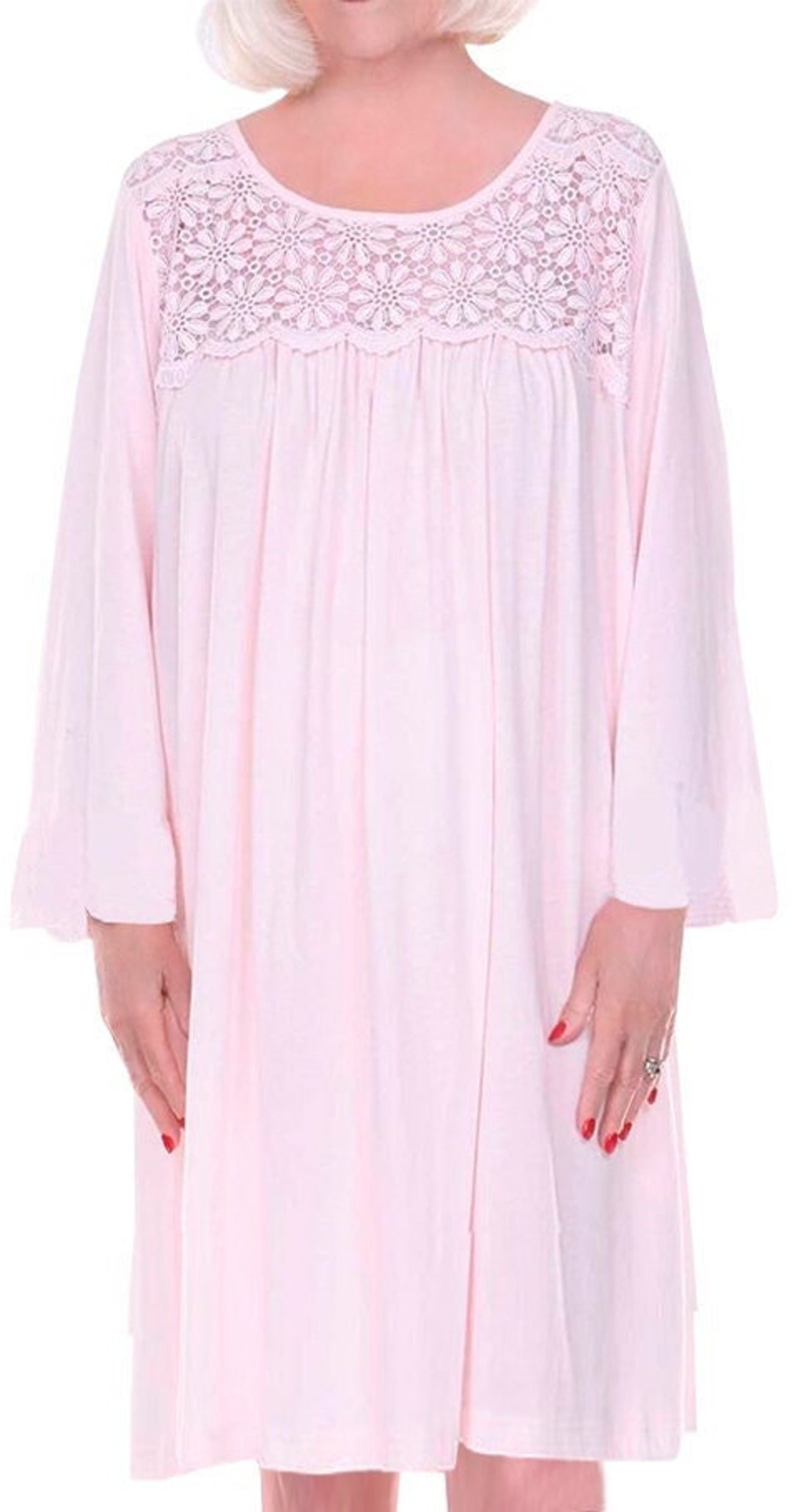 Home Care Line Open Back Nightgown for Ladies Womens Cotton Nightgown ...