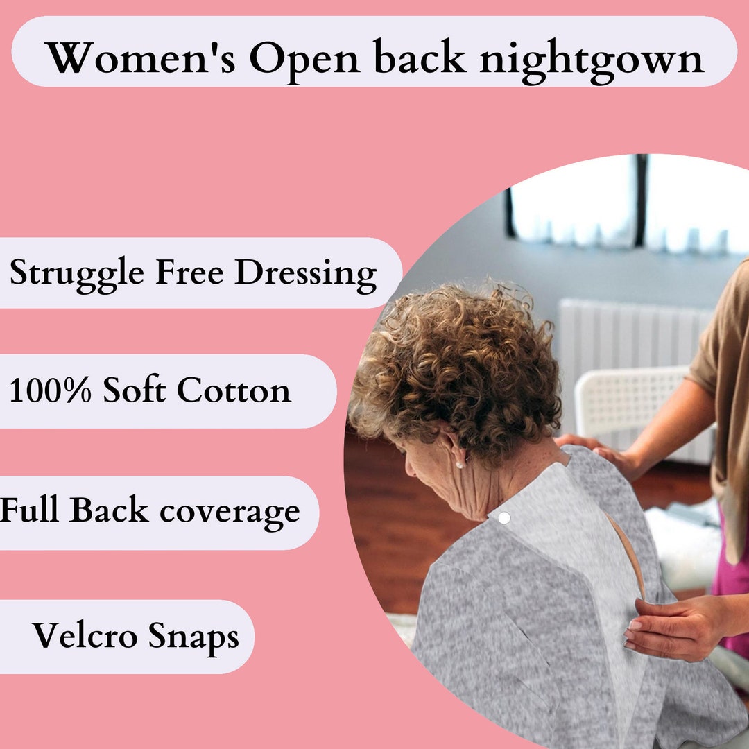 Home Care Open Back Nightgown for Ladies Womens Brush Flannel Knit ...