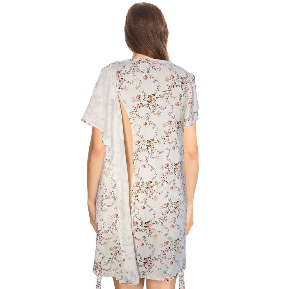 Home Care Line Hospital Gown-short Open Back Nightgown for Ladies Cap ...