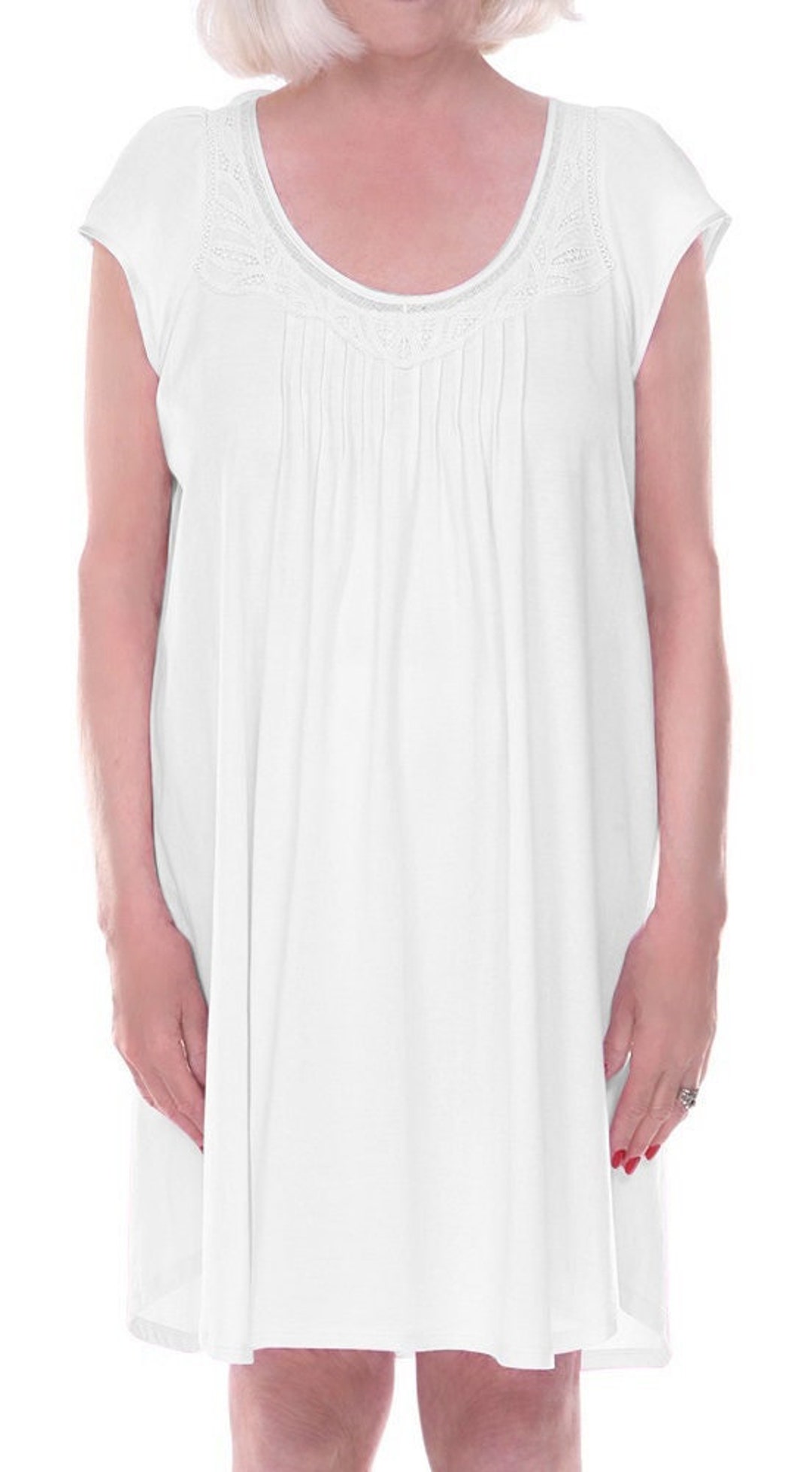 Womens Cotton Open Back Nightgown With Lace Trim – Home Care, Bedridden ...