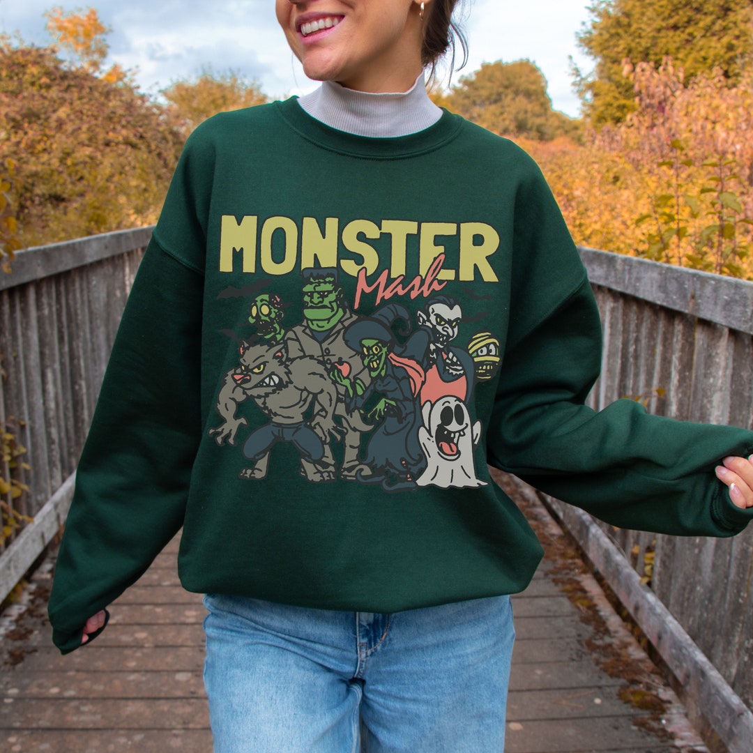 Vintage Monster Mash Sweatshirt Preppy Halloween Clothing Spooky Season ...