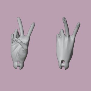 Digital BJD Hand *peace Sign* Thin - Etsy