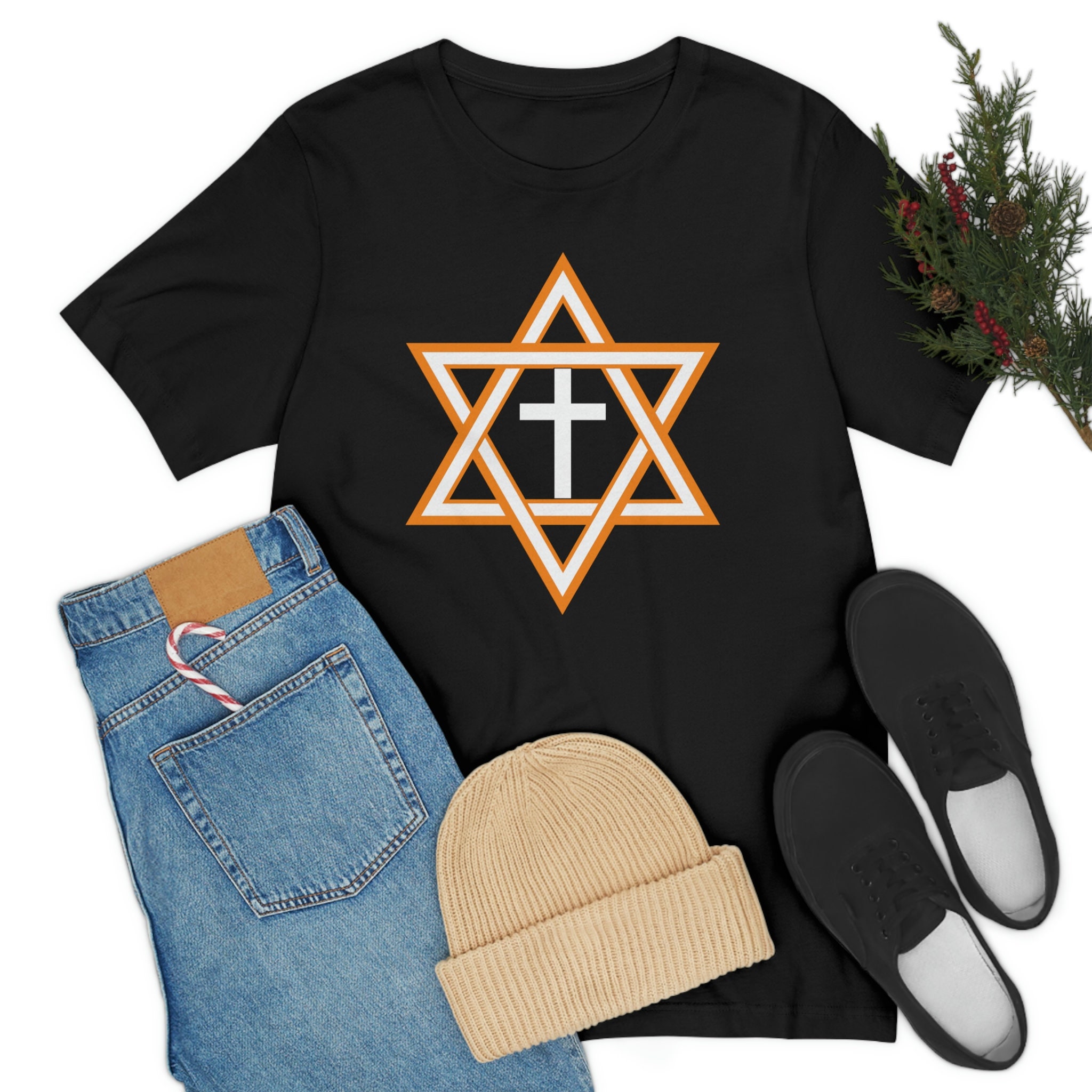 Star of David Shirt, Spiritual Shirt, Shield of David, Messianic Cross ...