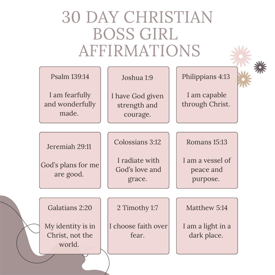 Christian Affirmation Cards: Boss Girl Scripture, Printable PDF - Etsy