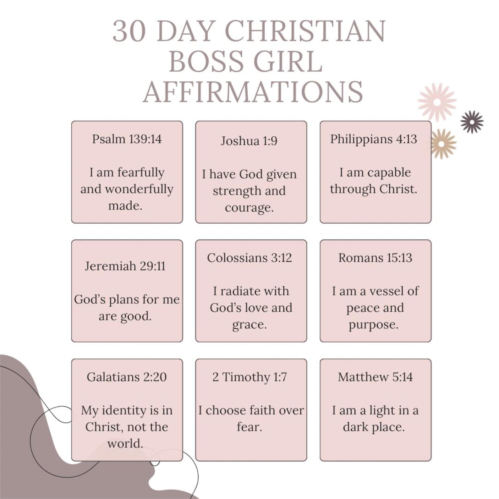 Christian Affirmation Cards: Boss Girl Scripture, Printable PDF - Etsy