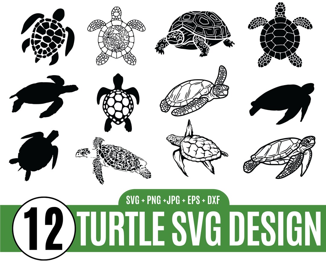 12 Turtle Outline Svg, Sea Turtle Cut File, Turtle Svg Bundle, Turtle ...