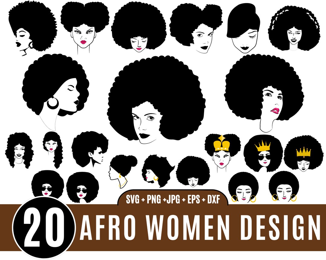 Afro Black Queen Svg, Afro Woman SVG Bundle, Afro Lady Svg, Afro Girl ...
