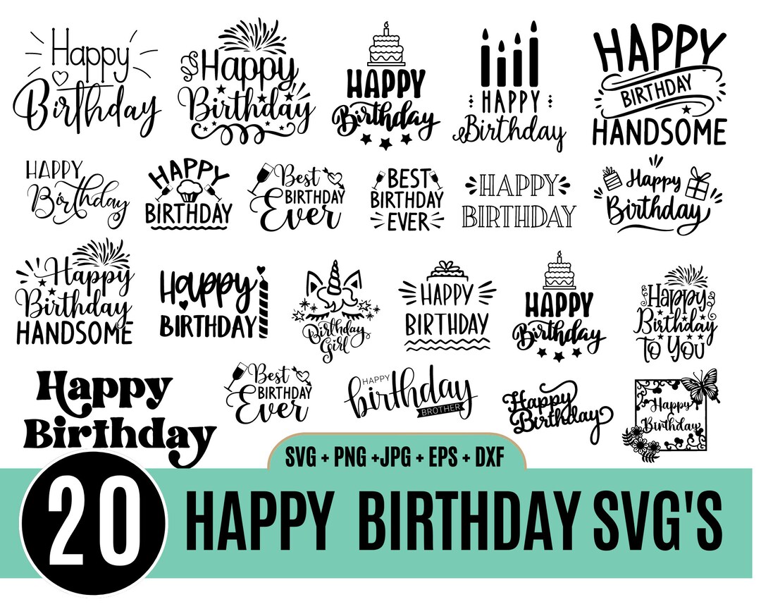 20 Happy Birthday Bundle Designs, Birthday Boy, Birthday Girl, Happy ...
