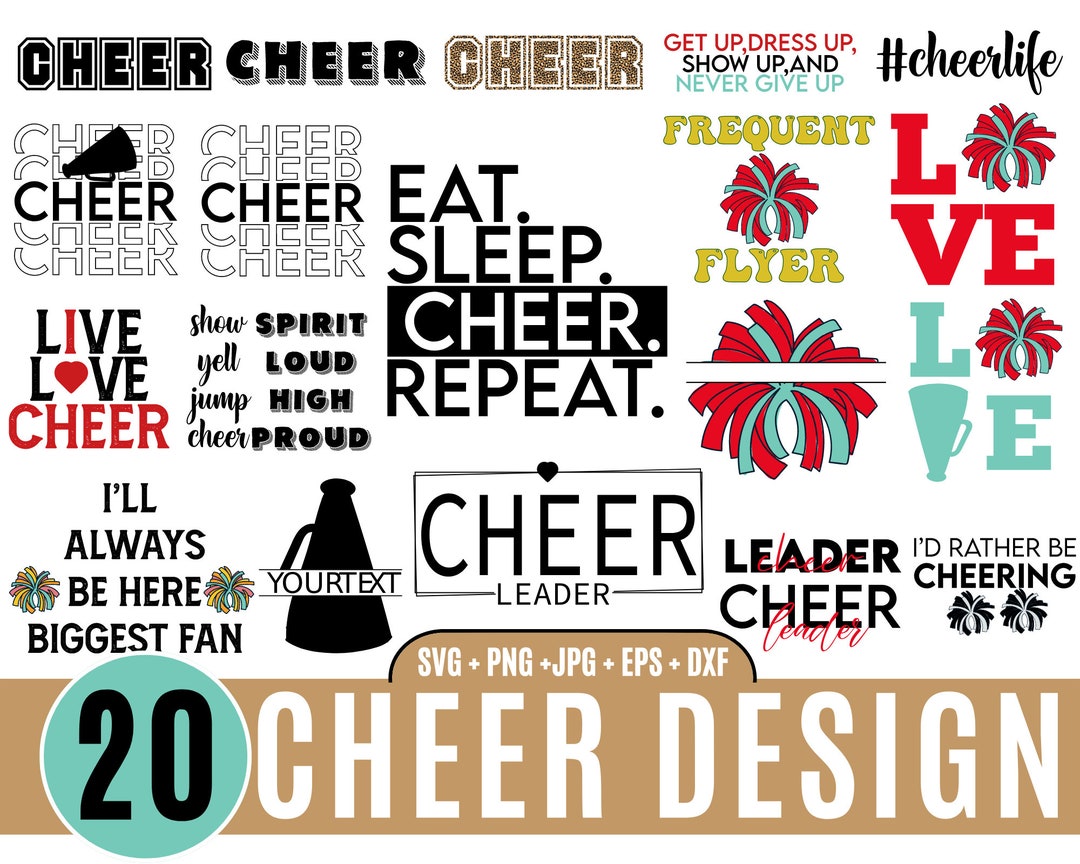 20 Cheer Svg Bundle, Cheer Team Design Svg, Cheer Leader Svg, Cheer Cut ...