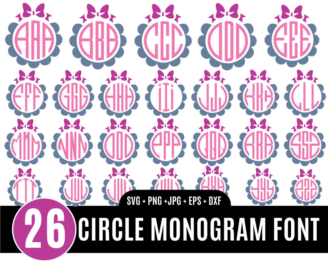 26 Circle Monogram Font Svg, Monogram Fonts, Split Letter Svg, Alphabet ...
