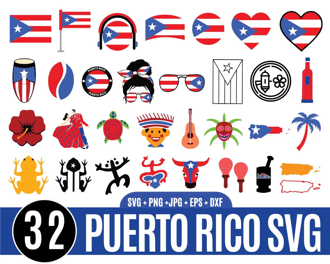 32 Puerto Rico Bundle Svg, Puertorican Flag Svg, Puerto Rico Flag Svg ...