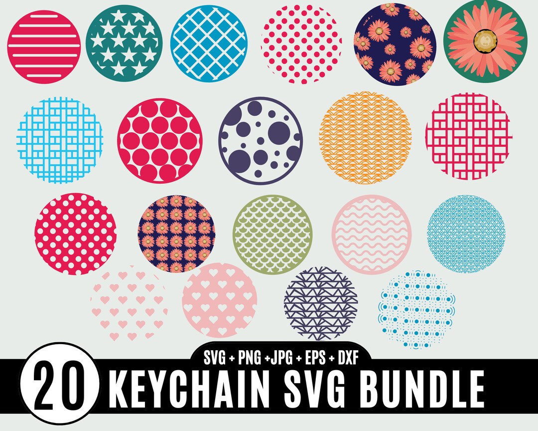 20 Keychain Svg Bundle, Keychain Pattern Svg, Circle Pattern Paint ...