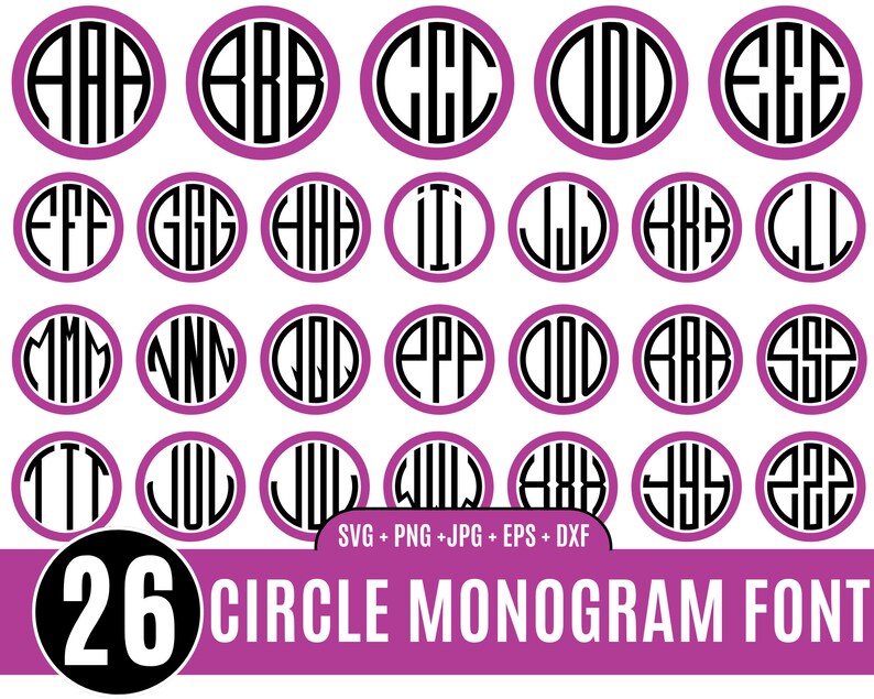 26 Font Monogram Svg Bundle Circle Monogram Font Svg - Etsy
