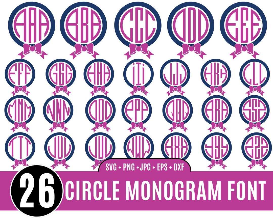 26 Font Monogram Svg Bundle, SVG Circle Font, Circle Monogram Font Svg ...