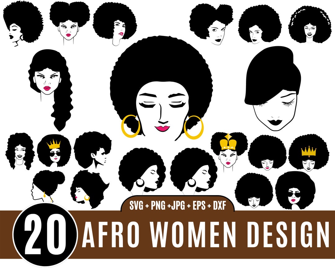 Afro Black Queen Svg, Black Woman, Afro Woman SVG Bundle, Afro Lady Svg, Afro Girl Svg, African ...