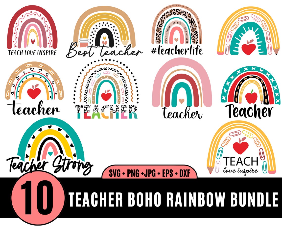 Boho Rainbow Teacher Svg Teacher Life Svg Teacher - Etsy