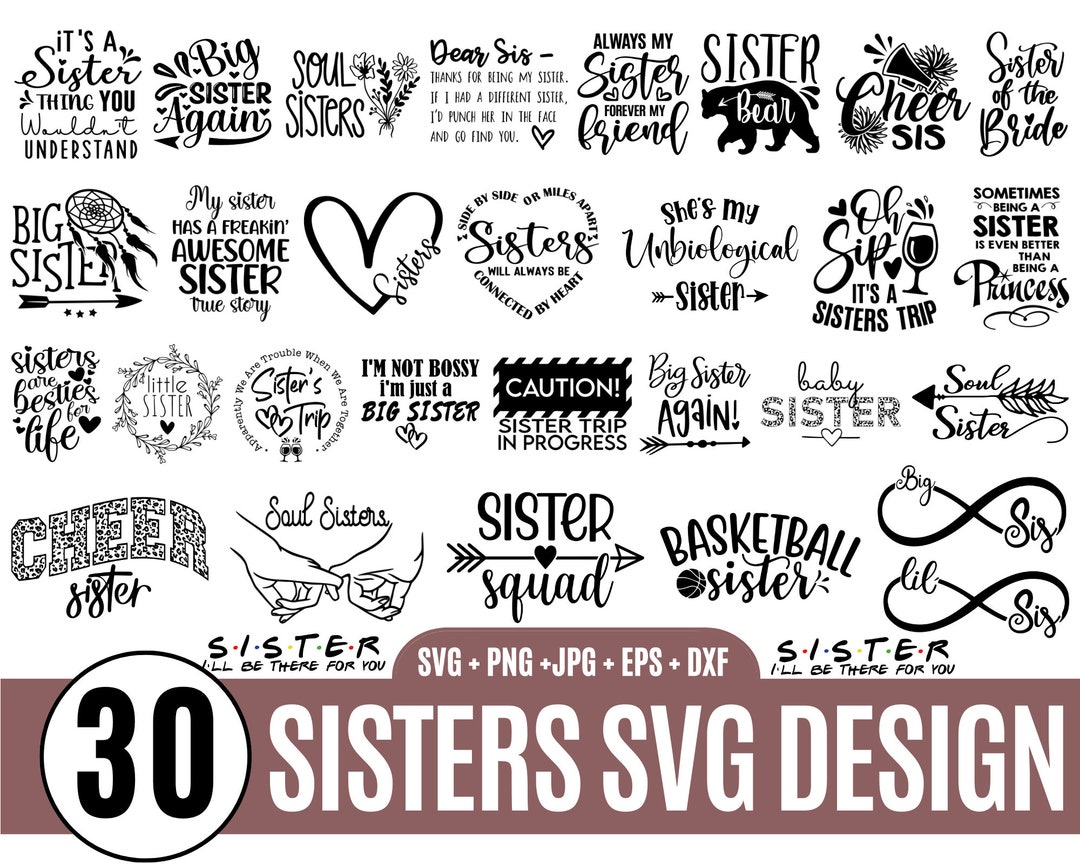 30 Sisters SVG Bundle Cute Matching Sisters Big Sis Lil Sis - Etsy Canada