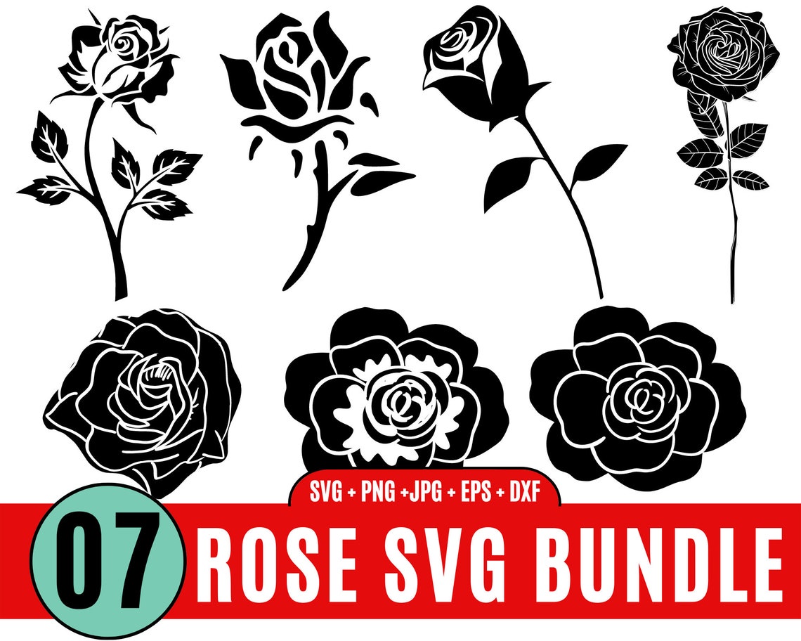 Rose Bundle SVG Rose Silhouette Rose Clipart Rose Vector - Etsy
