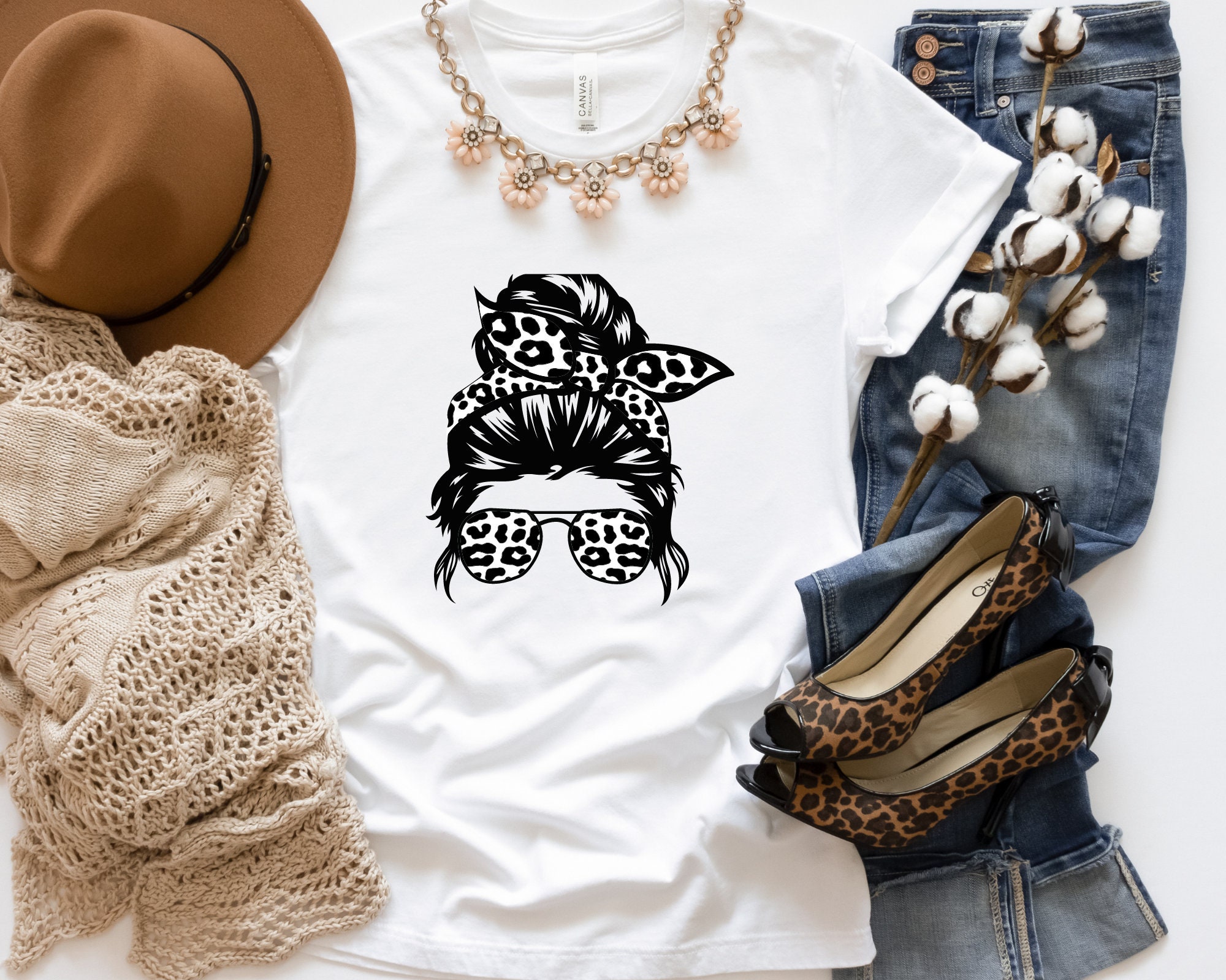 Mom Life Svg Moms Life Leopard Svg Mom Skull Svg Messy Bun Etsy