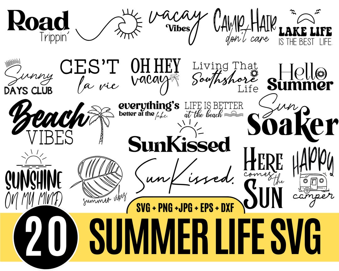20 Summer Life SVG Bundle, Summer Time Vacation, Beach Svg, Summertime ...