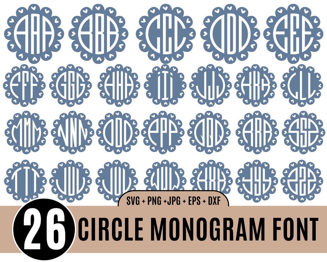 26 Font Monogram Svg Bundle, Monogram Font Alphabet, Circle Monogram ...