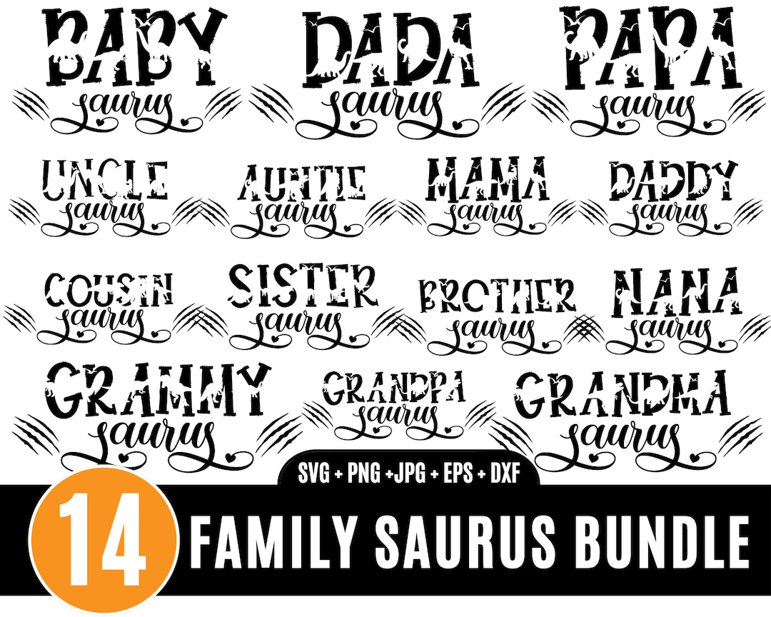 14 Family Saurus Svg Bundle, Matching Family Svg, Dinosaur Family Svg ...