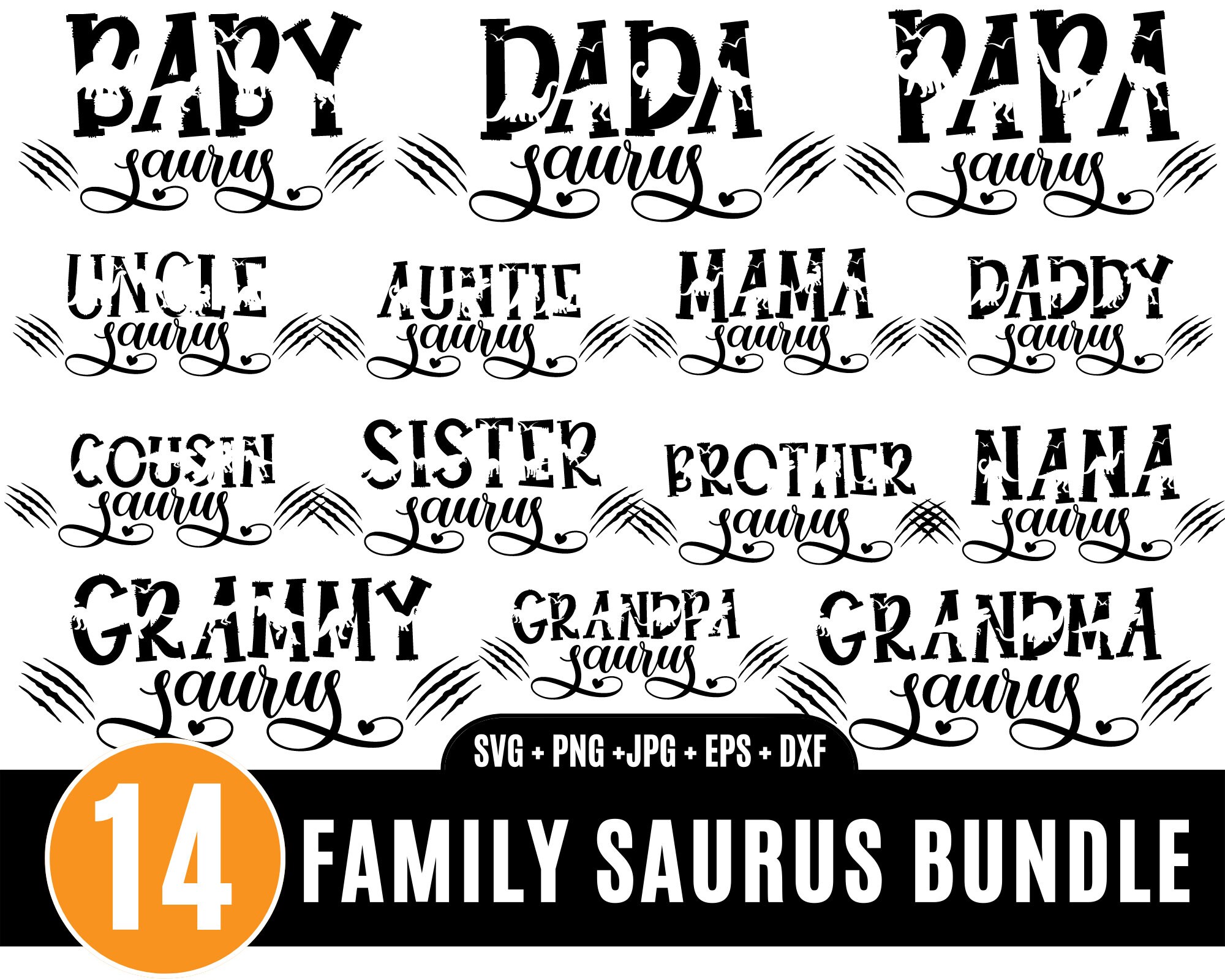 14 Family Saurus Svg Bundle Matching Family Svg Dinosaur - Etsy