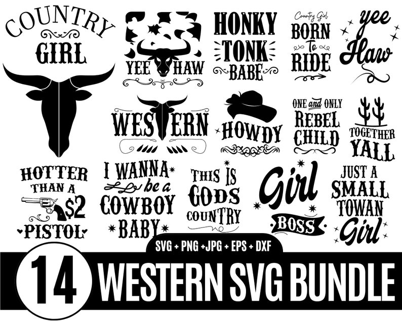 14 Western SVG Bundle Western Sublimation Svg Western Cowboy - Etsy