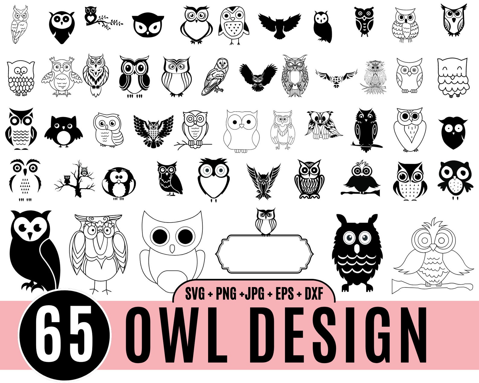 65 Owl Svg Bundle Birds Svg Owl Cut File Owl Svg Design - Etsy UK