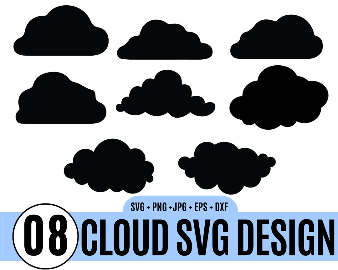 8 Cloud Bundle Svg, Cloudy Sky Images, Cloud Outline Svg, Keep Your ...