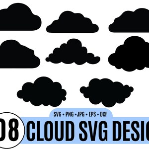 8 Cloud Bundle Svg, Cloudy Sky Images, Cloud Outline Svg, Keep Your ...
