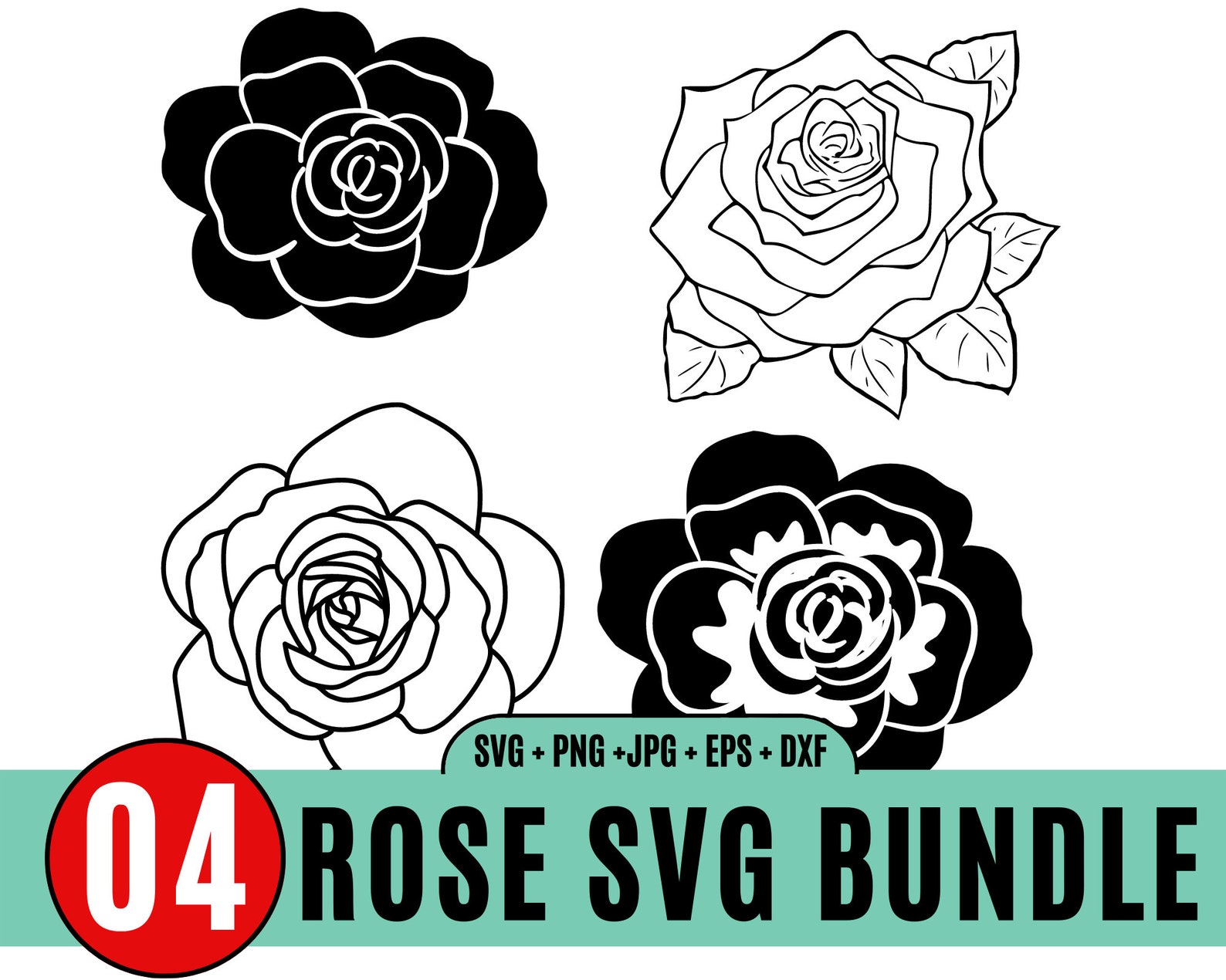 Rose Bundle SVG Rose Silhouette Rose Svg Cut File Rose Svg - Etsy