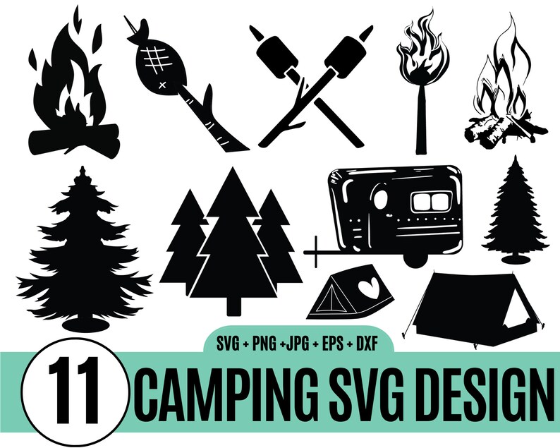 11 Camping Bundle SVG Camp SVG Hand Drawn Svg Tent Svg - Etsy