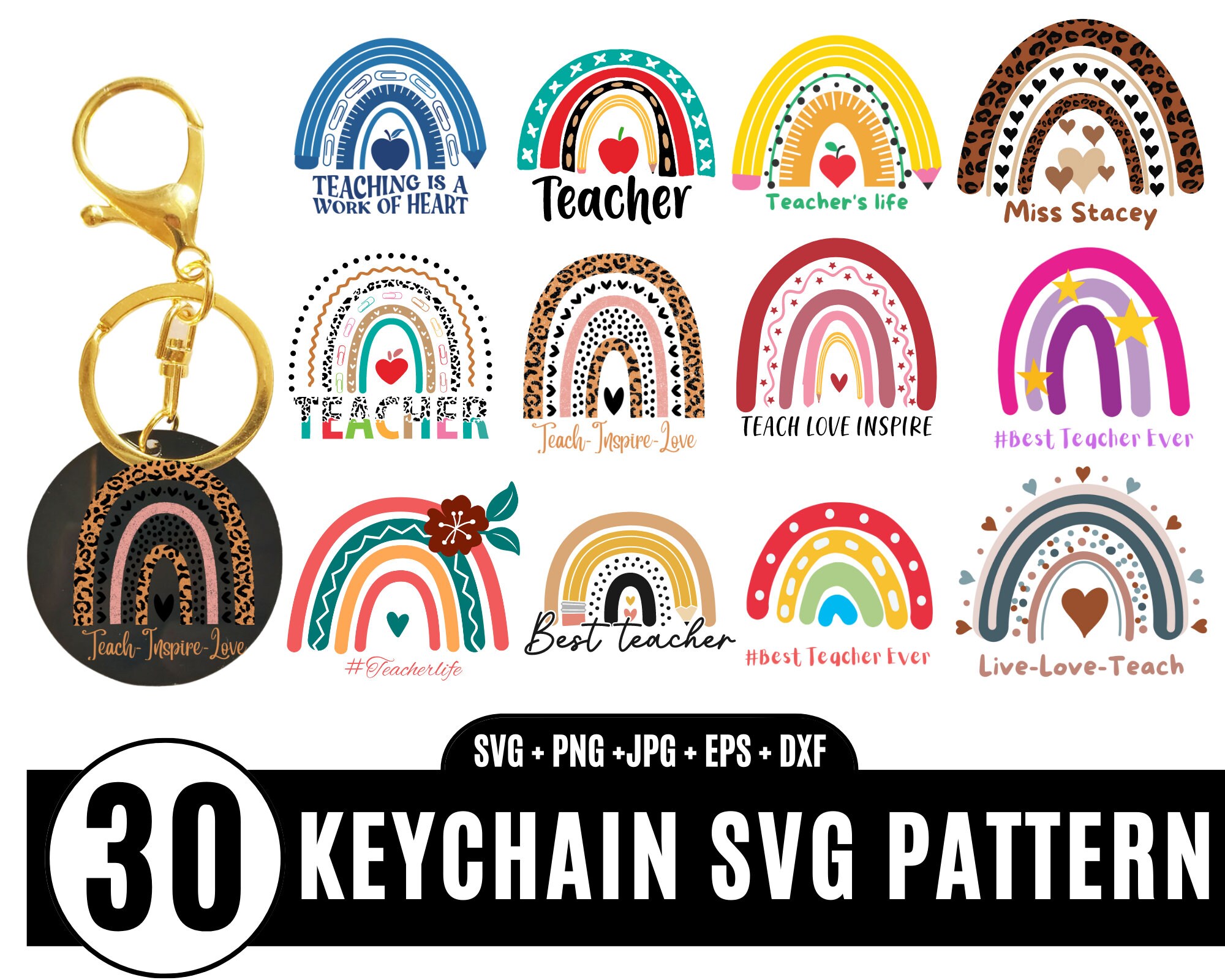30 Keychain Svg Bundle Key Ring Svg Keychain Pattern Svg - Etsy Australia