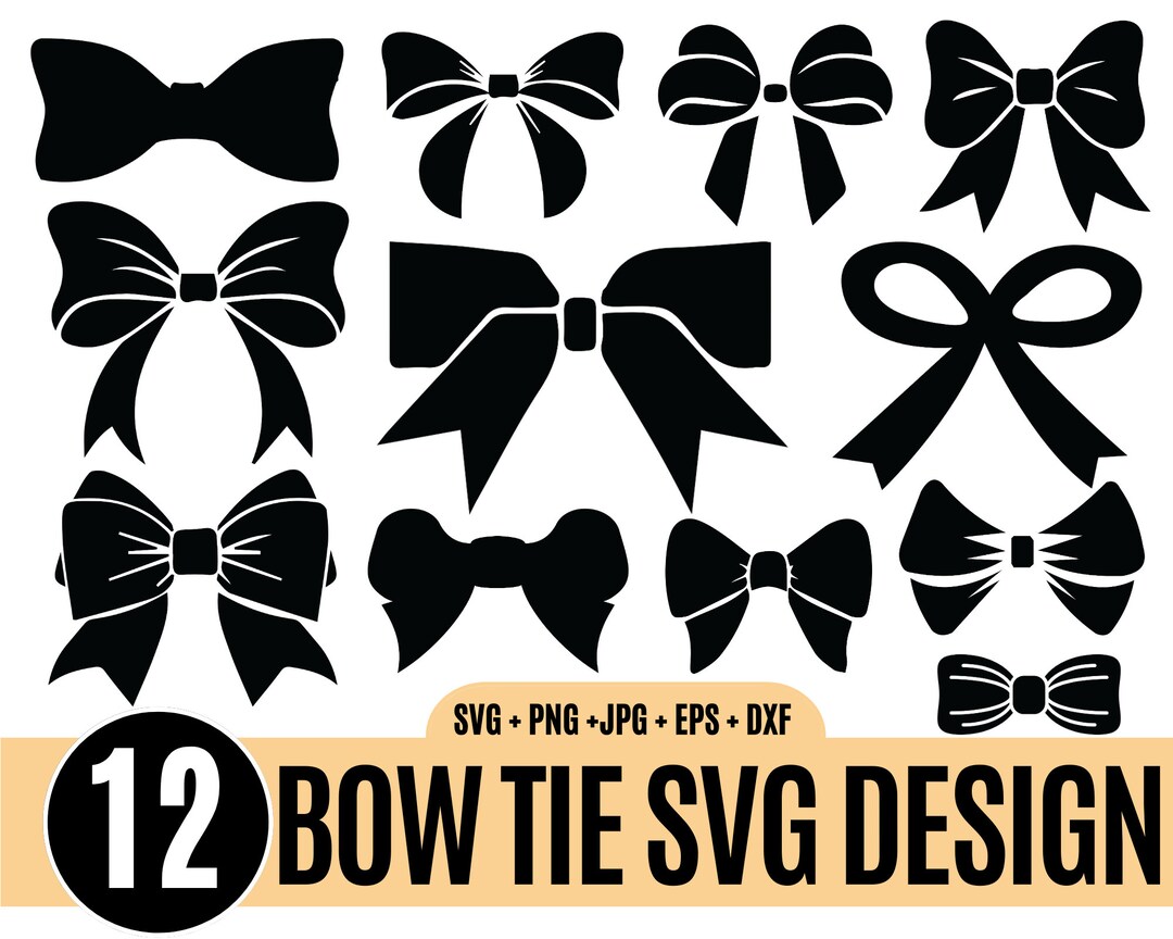 12 Bow Tie SVG, Bow Outline SVG, Bow Cut Files, Bow Silhouettes, Bow ...