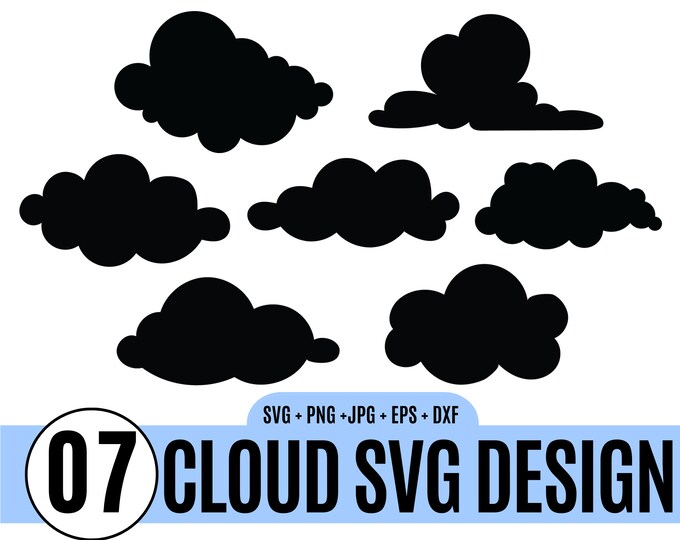 Cloud Outline SVG | Outline Clouds | Set of Black Clouds | Clipart ...
