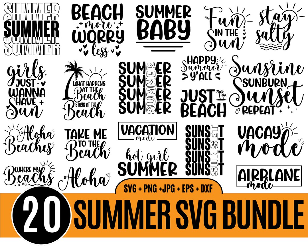 20 Summer SVG Bundle, Summer Time Vacation, Hello Summer Vibes, Beach ...