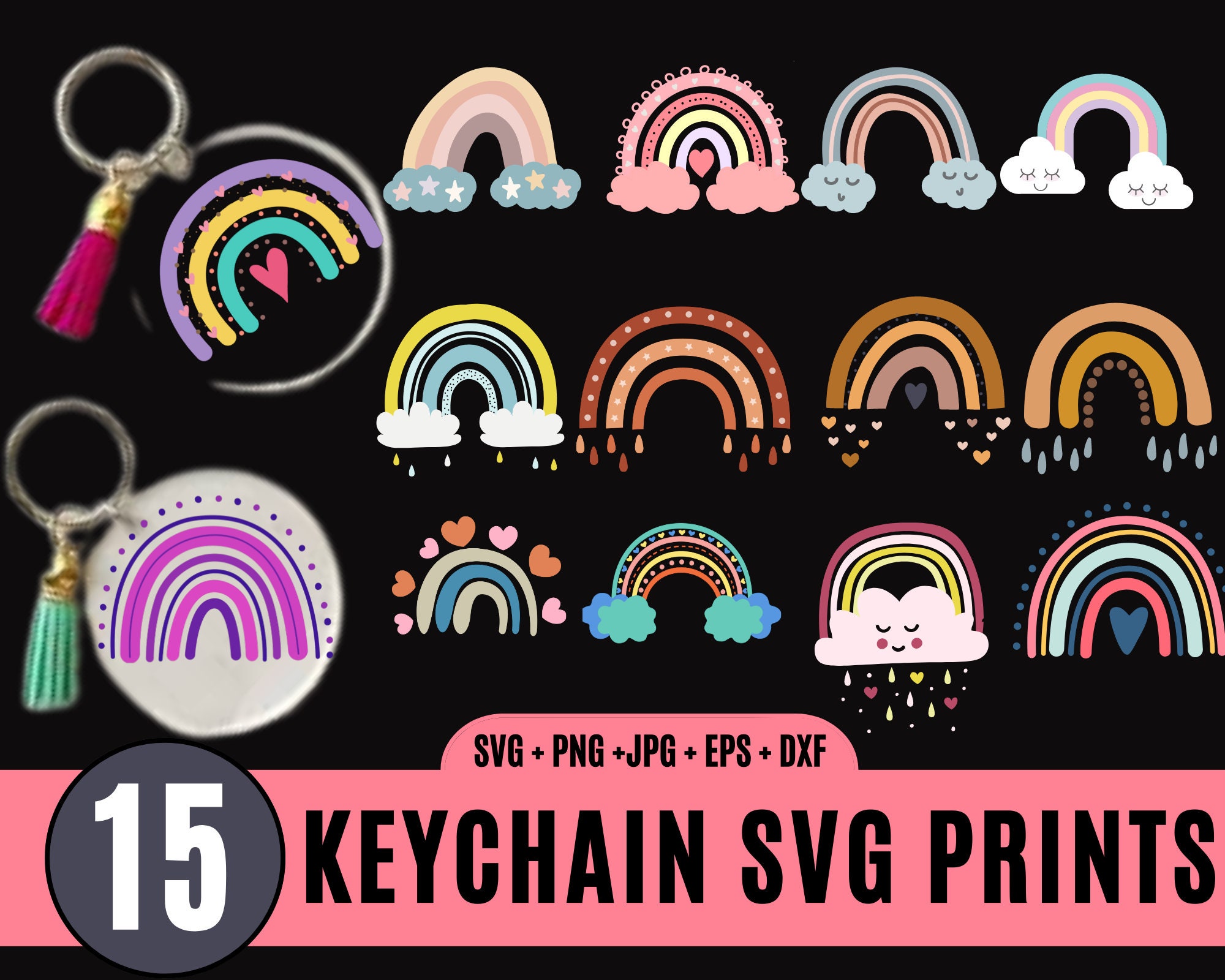 15 Keychain SVG Bundle Keychain Pattern Svg Keyrings - Etsy