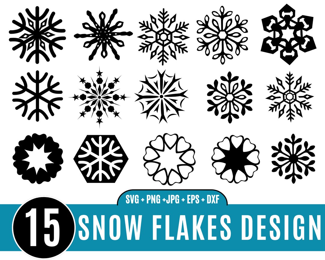 15 Snow Flakes Svg Bundle, Snow Svg,winter Svg, Chirstmas Snowflake SVG ...