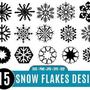 15 Snow Flakes Svg Bundle, Snow Svg,winter Svg, Chirstmas Snowflake SVG ...