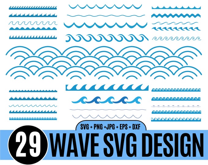 29 Wave Svg Bundle, Image of Beach Svg, Wave Cricut, Sea Waves Svg, Wave Clipart - Etsy