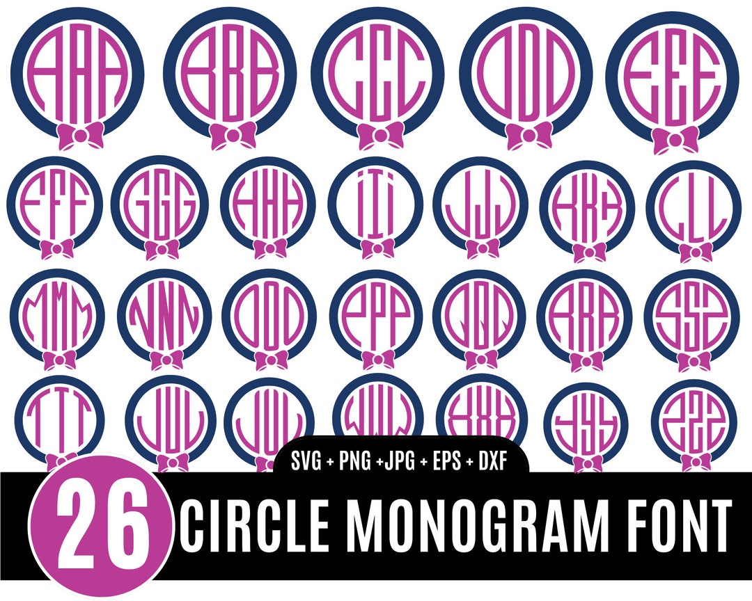 26 Circle Monogram Font Svg, Monogram Fonts, Split Letter Svg, Alphabet ...