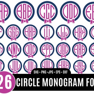 26 Circle Monogram Font Svg, Monogram Fonts, Split Letter Svg, Alphabet ...