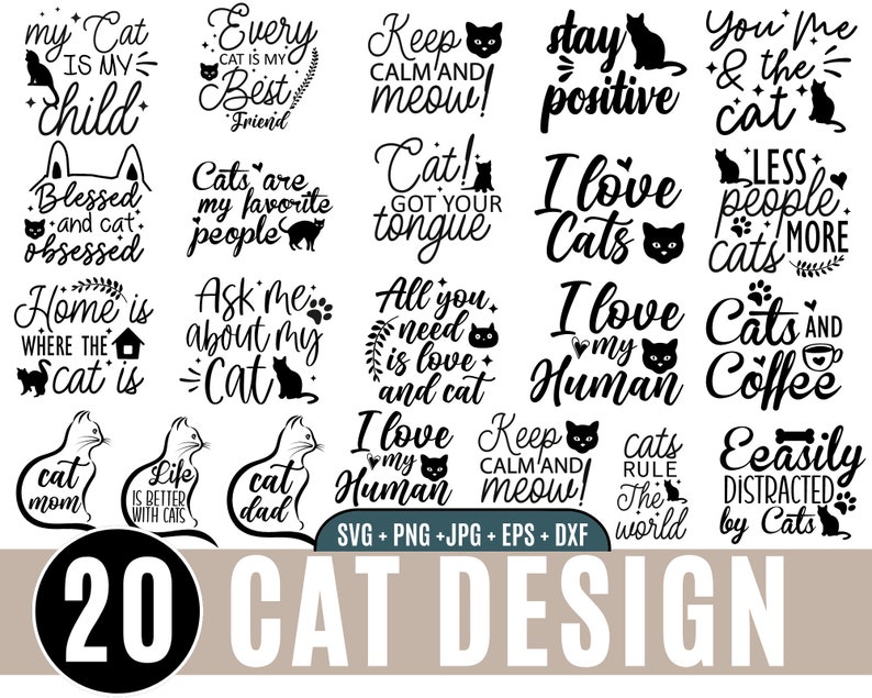 Cat Quotes Svg Bundle Cat Mom Funny Quotes Cat Saying Svg - Etsy
