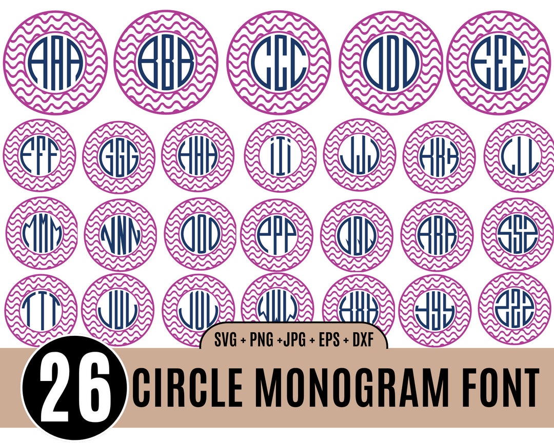 26 Font Monogram Svg Bundle, Circle Monogram Font Svg, Monogram Font ...